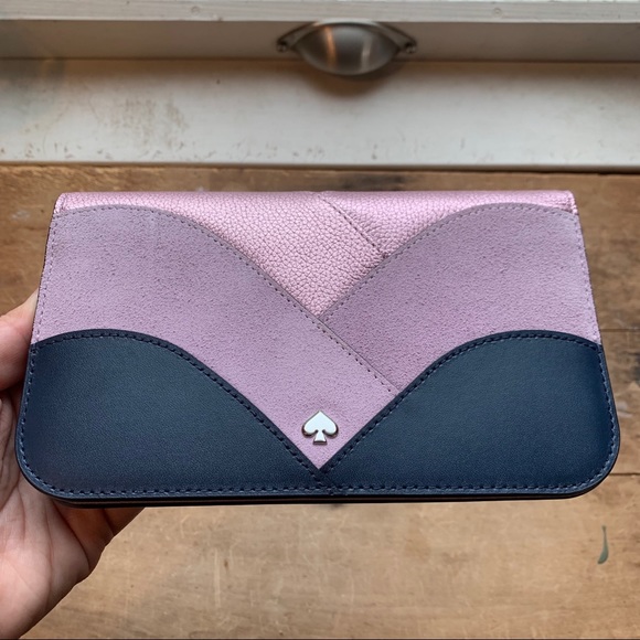 kate spade | Bags | Kate Spade Patchwork Medium Clutch Wallet Purple ...